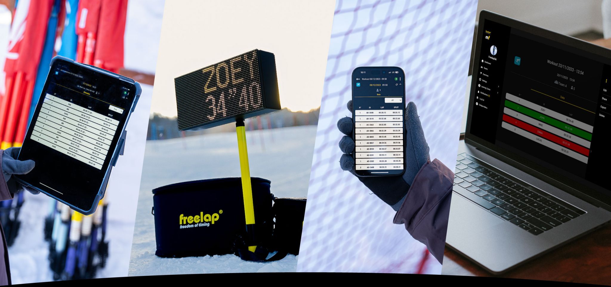 Electronic timing system for SKI and snow sports - Freelap
