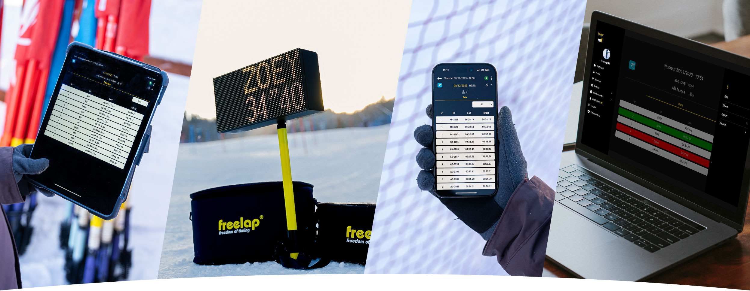 Electronic timing system for SKI and snow sports - Freelap